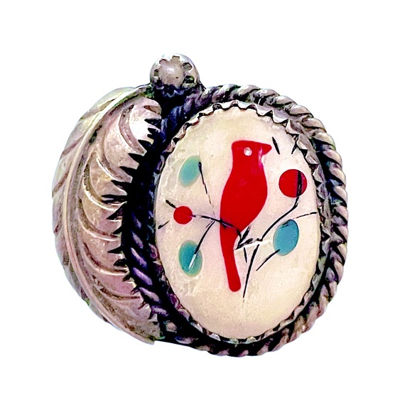 Zuni | Jewelry | Zuni Native American Cardinal Inlay Sterling Silver ...